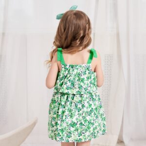 Sosomi Toddler Girls Dress Summer Clothes Sundress Butterfly Baby Girl Floral Green Dresses 18-24 Months