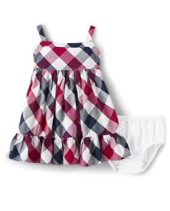 gymboree,sleeveless dress,red/blue woven - baby,3-6 months