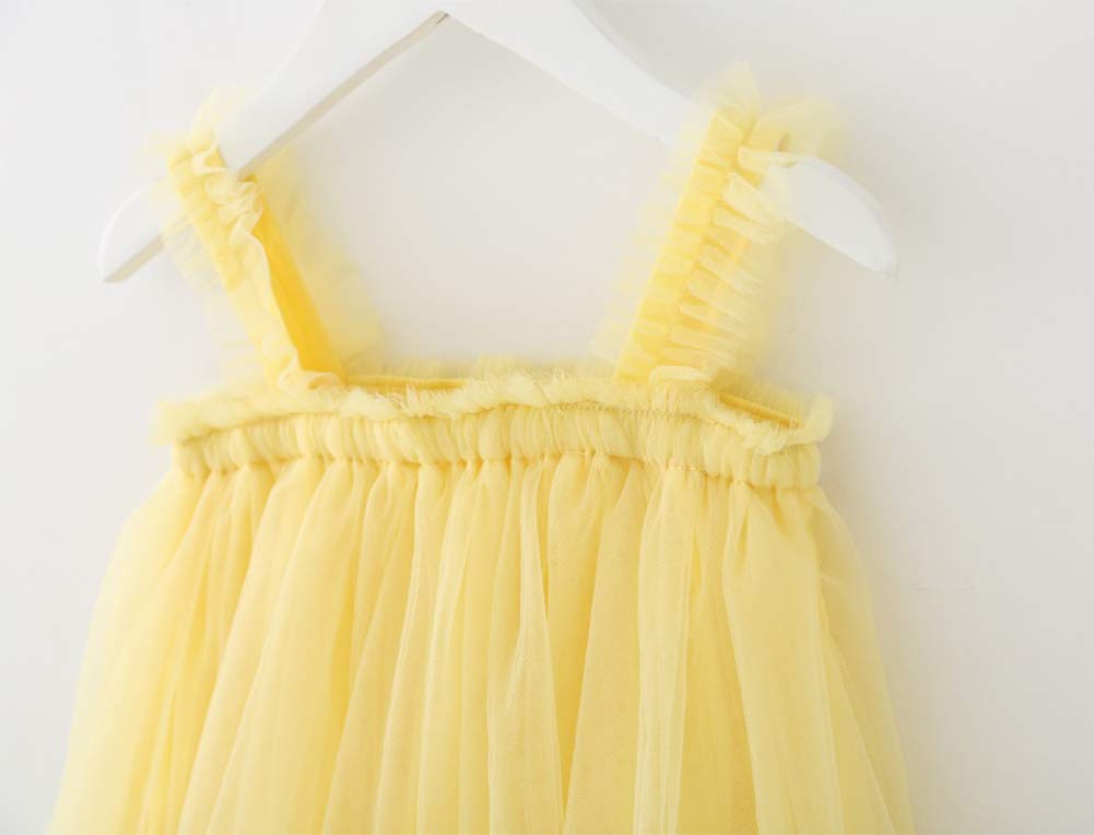 Ncycullo Baby Girls Tutu Dress Toddler Rainbow Tulle Dress Sleeveless Infant Sundress Princess Soft Pom Tutu Dresses 134 Yellow 90