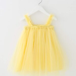 Ncycullo Baby Girls Tutu Dress Toddler Rainbow Tulle Dress Sleeveless Infant Sundress Princess Soft Pom Tutu Dresses 134 Yellow 90