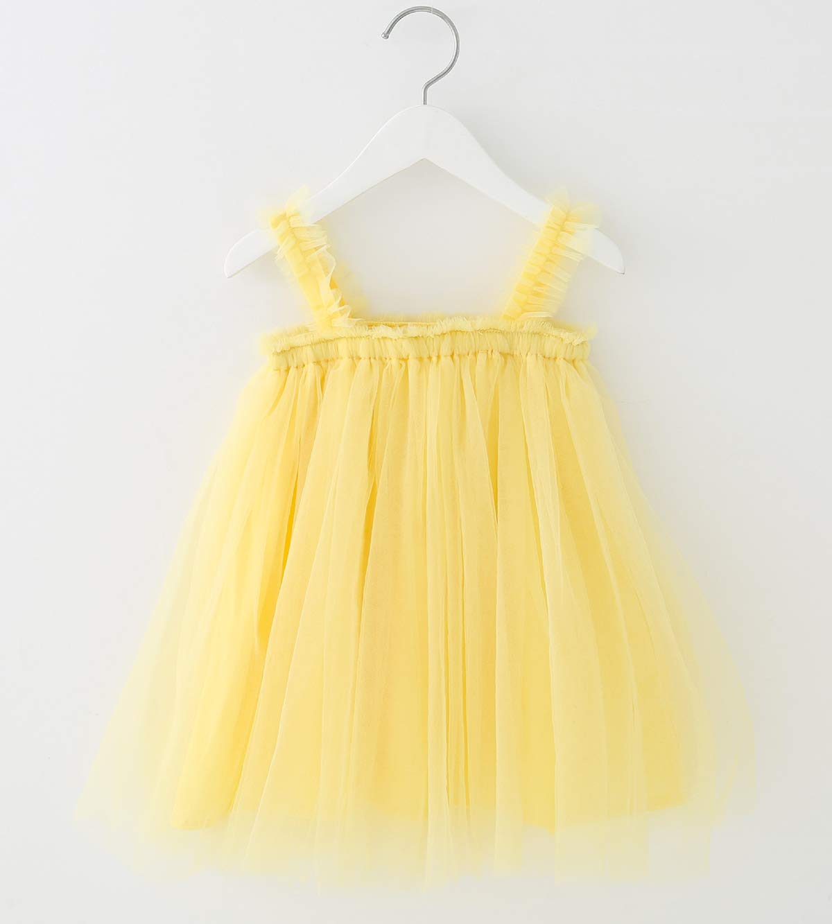 Ncycullo Baby Girls Tutu Dress Toddler Rainbow Tulle Dress Sleeveless Infant Sundress Princess Soft Pom Tutu Dresses 134 Yellow 90