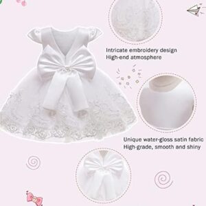 3M-3T Toddler Baby Girls Dress Pageant Wedding Flower Girls Dress Formal Gowns Embroidered Lace Dress + Headwear