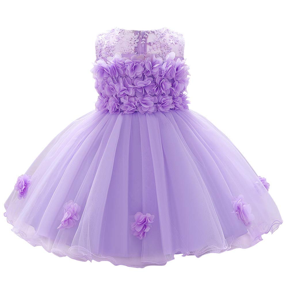 ODASDO Purple Toddler Dress, Lavender Dress for Toddler Girls, First Birthday Party Cake Smash Photoshoot Tulle Baby Easter Dresses Pageant Wedding Flower Girl Lace Gown Light Purple 12-18M