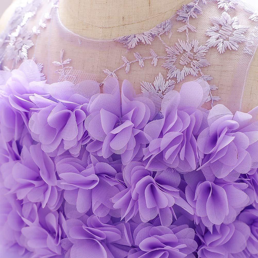 ODASDO Purple Toddler Dress, Lavender Dress for Toddler Girls, First Birthday Party Cake Smash Photoshoot Tulle Baby Easter Dresses Pageant Wedding Flower Girl Lace Gown Light Purple 12-18M