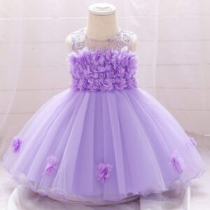 ODASDO Purple Toddler Dress, Lavender Dress for Toddler Girls, First Birthday Party Cake Smash Photoshoot Tulle Baby Easter Dresses Pageant Wedding Flower Girl Lace Gown Light Purple 12-18M