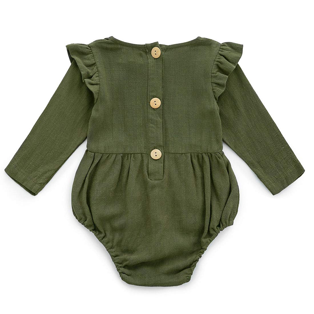 Simplee kids Baby Rompers Unisex Cotton Linen Handmade Romper Jumpsuit Solid Color Long Sleeve Jumpsuit