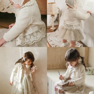 Baby Toddler Girls Cardigan Sweater Dress Cover Up Long Sleeve Knit Bolero Shrug Jacket Spring Embroidery Outwear Tops Beige