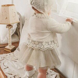 Baby Toddler Girls Cardigan Sweater Dress Cover Up Long Sleeve Knit Bolero Shrug Jacket Spring Embroidery Outwear Tops Beige