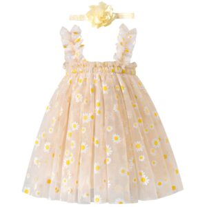 baby girl tulle dress 18-24 months yellow tulle princess clothes with headband