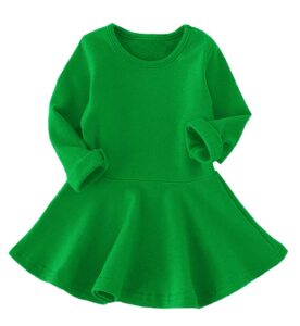 bgirnuk girls' baby dress infant toddler girl ruffles long sleeves cotton dress green 80