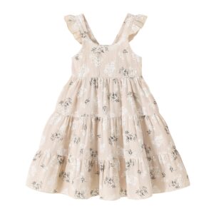 younger tree toddler girl outfits baby ruffled sleeveless princess dresses tutu skirt summer sleeveless smocking casual dress(2-3t,khaki)