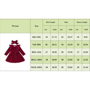 FIOMVA Newborn Baby Girl Christmas Outfit Ruffle Long Sleeve Velvet Dress Causal Princess Dresses Fall Winter Clothes(Christmas-Red Bow,6-9 Months)