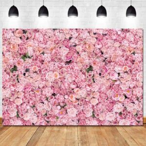 pink rose flowers wall photo background girls birthday party decoration photography backdrop for valentine's day weeding bridal shower anniversary ceremony decor banner 7x5ft