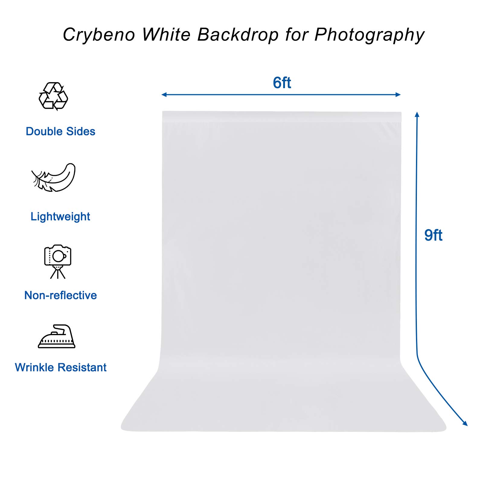 White Backgrounds for Photography, 6 x 9 ft Polyester Chromakey Backdrop Cloth, Collapsible Solid Color Background for Photo Shooting, Streaming Live, Video Studio