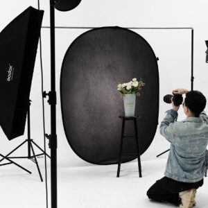 Kate 5x6.5ft Collapsible Backdrop Pop Up Photography Backdrops Grey Brown Portable Background for Headshot, for Portrait Photography, 5x6.5ft