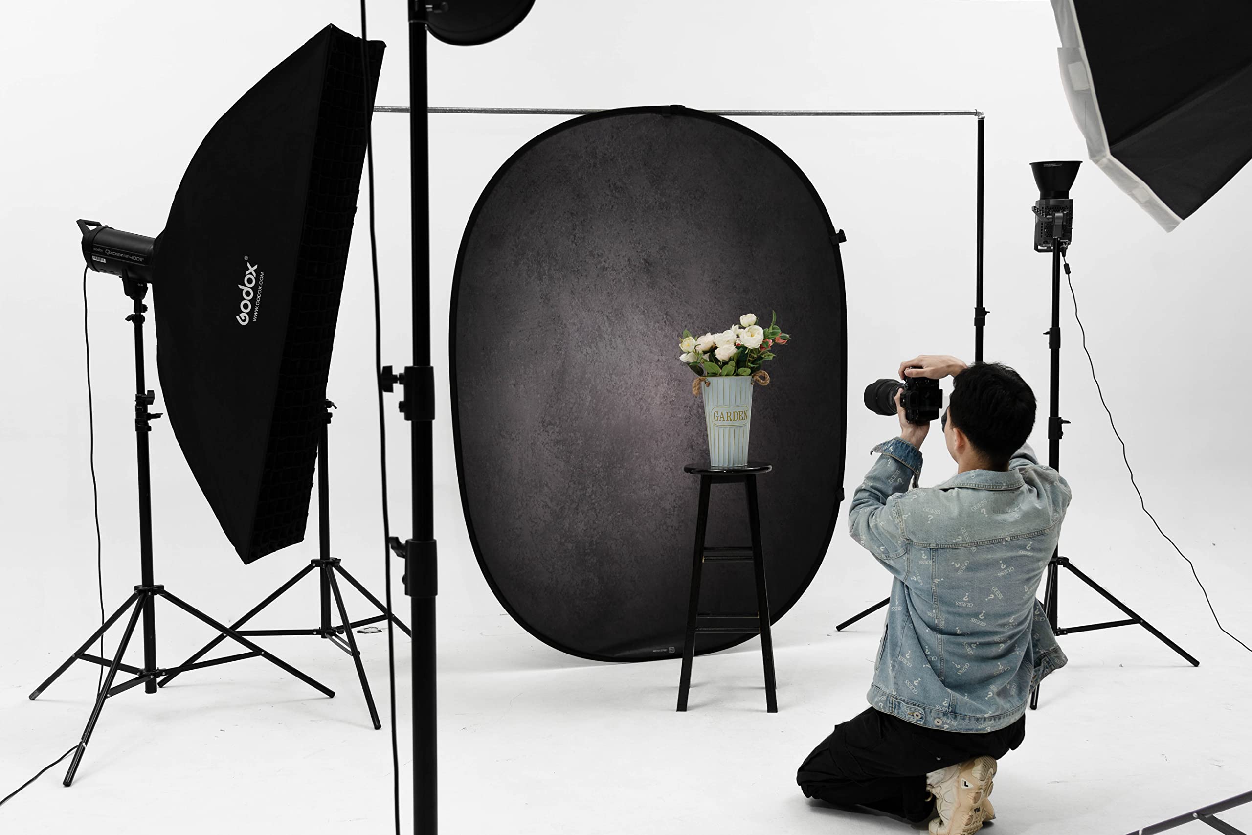 Kate 5x6.5ft Collapsible Backdrop Pop Up Photography Backdrops Grey Brown Portable Background for Headshot, for Portrait Photography, 5x6.5ft