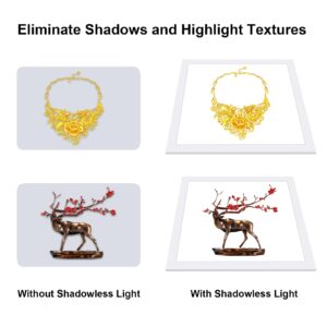 PULUZ 15''/38cm LED Photography Shadowless Light Panel 1200LM 6000K Three Color Temperature Dimmable Lightbox LED Fill Light Background Shadow Elimination for Jewelry Craft Commercial Photography