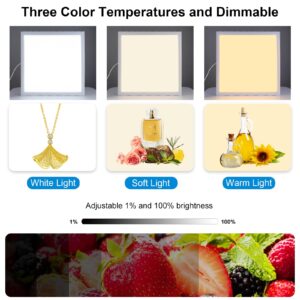 PULUZ 15''/38cm LED Photography Shadowless Light Panel 1200LM 6000K Three Color Temperature Dimmable Lightbox LED Fill Light Background Shadow Elimination for Jewelry Craft Commercial Photography