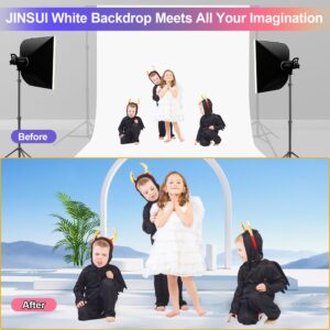 White Backdrop for Photoshoot, White Photo Backdrop Curtain, 10x10ft White Background for Photography, Double-Sided Polyester White Screen Backdrops for Party Picture Portrait Video Recording