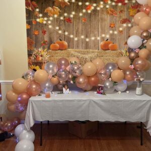 Fall Pumpkin Photography Backdrop 8x6FT Autumn Thanksgiving Harvest Hay Glitter Wooden Background Maple Sunflowers Newborn Baby Shower Banner Party Decorations Photo Booth Props