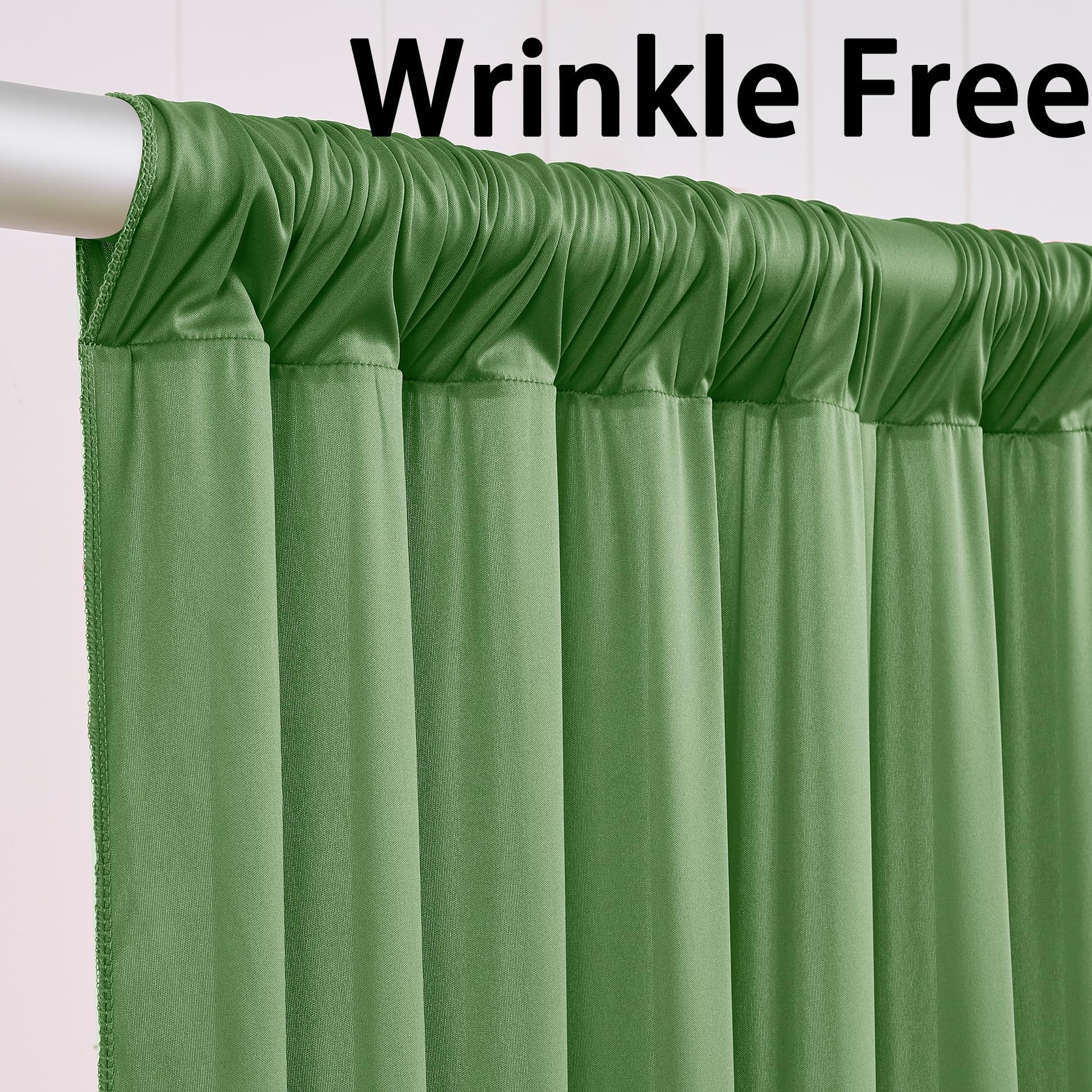 10ft x 10ft Wrinkle Free Olive Green Backdrop Curtains for Parties, Polyester Green Photo Backdrop Drapes 2 Panels 5x10ft for Wedding Birthday Party Photography Background Backdrop Stand