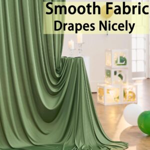 10ft x 10ft Wrinkle Free Olive Green Backdrop Curtains for Parties, Polyester Green Photo Backdrop Drapes 2 Panels 5x10ft for Wedding Birthday Party Photography Background Backdrop Stand