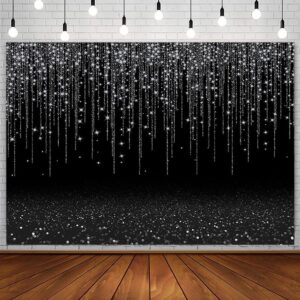 sendy 7x5ft black and silver glitter bokeh backdrop birthday party decorations for adult kids photography background silver black sparkle wedding prom bday party decor banner photo shoot studio props