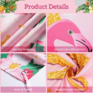 Preboun Flamingo Birthday Party Decoration Backdrop 3.6 x 6 ft Summer Tropical Hawaiian Background Flower Flamingo Photography for Luau Aloha Happy Birthday Party Photo Props Booth Supplies