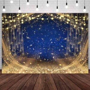 aibiin 7x5ft royal blue and gold party photo backdrop gold dripping glitter bridal shower photography background wedding birthday bachelorette graduation prom party decorations banner