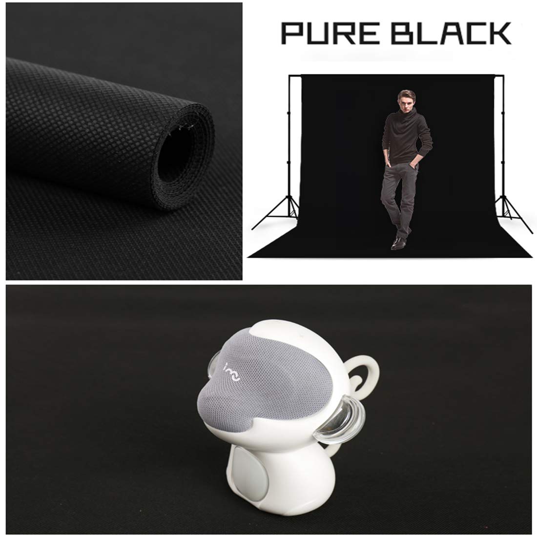 MTMETY 10x7ft Black Photo Video Photography Background Studio Non-Woven Fabric Backdrop Screen PURME002