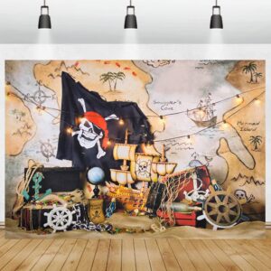 Pirate Backdrop Pirate Party Decoration Pirate Treasure Map Backdrop Background Halloween Birthday Party Photo Booth Props 9x6FT