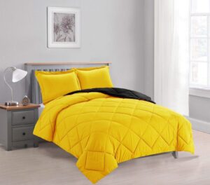 empire home 3-pc reversible down alternative all season comforter set with (yellow/gray, king size)