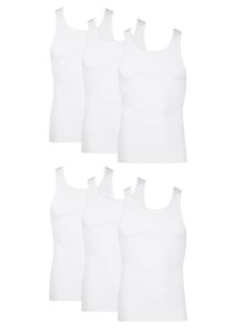 hanes men's cotton tank undershirts pack, moisture-wicking ribbed tanks, lightweight, white 6-pack, medium