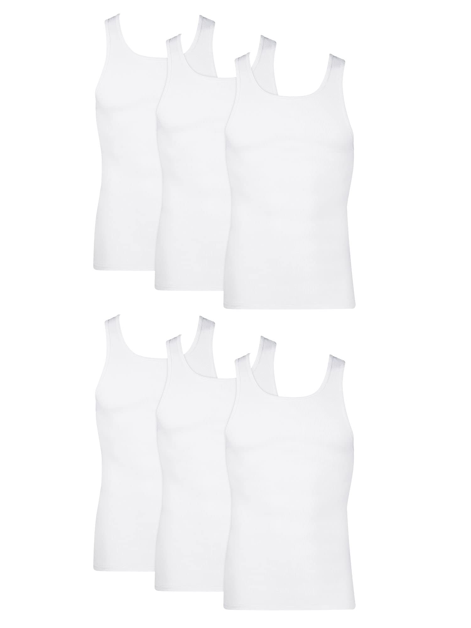 Hanes Men's Cotton Tank Undershirts Pack, Moisture-Wicking Ribbed Tanks, lightweight, White 6-pack, Medium