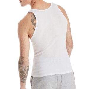 Hanes Men's Cotton Tank Undershirts Pack, Moisture-Wicking Ribbed Tanks, lightweight, White 6-pack, Medium