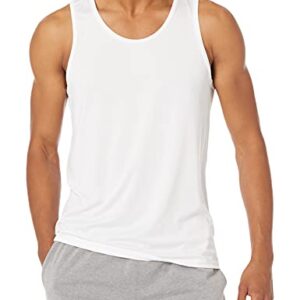 Amazon Essentials Men's Tech Stretch Tank T-Shirt, White, Large