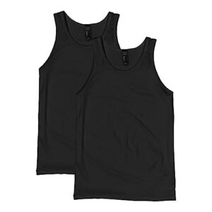 hanes men's x-temp tank top 2 pack, black, large