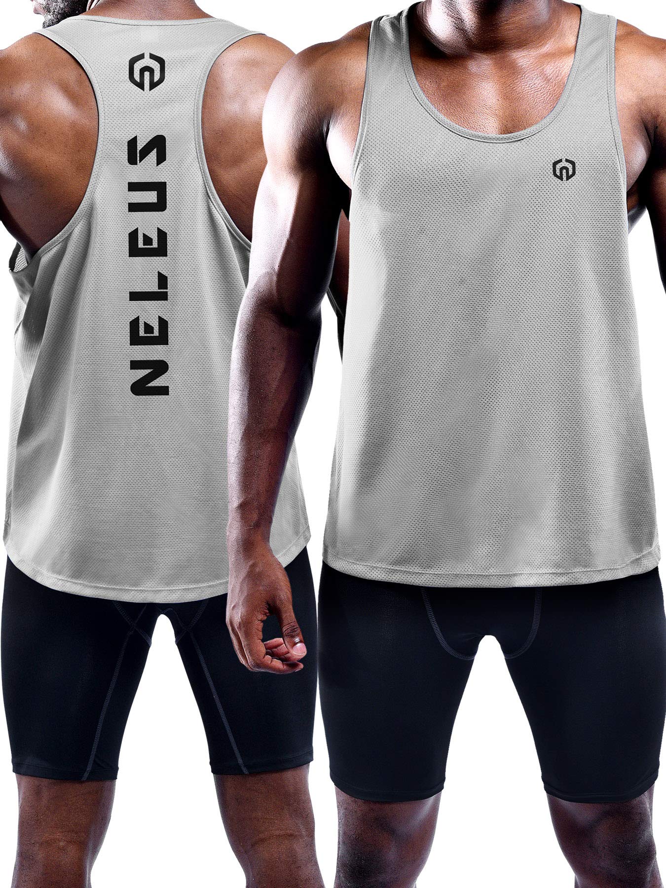 NELEUS Men's 3 Pack Dry Fit Workout GYM Muscle Tank Tops,5031,Black,grey,olive Green,XL,EU 2XL