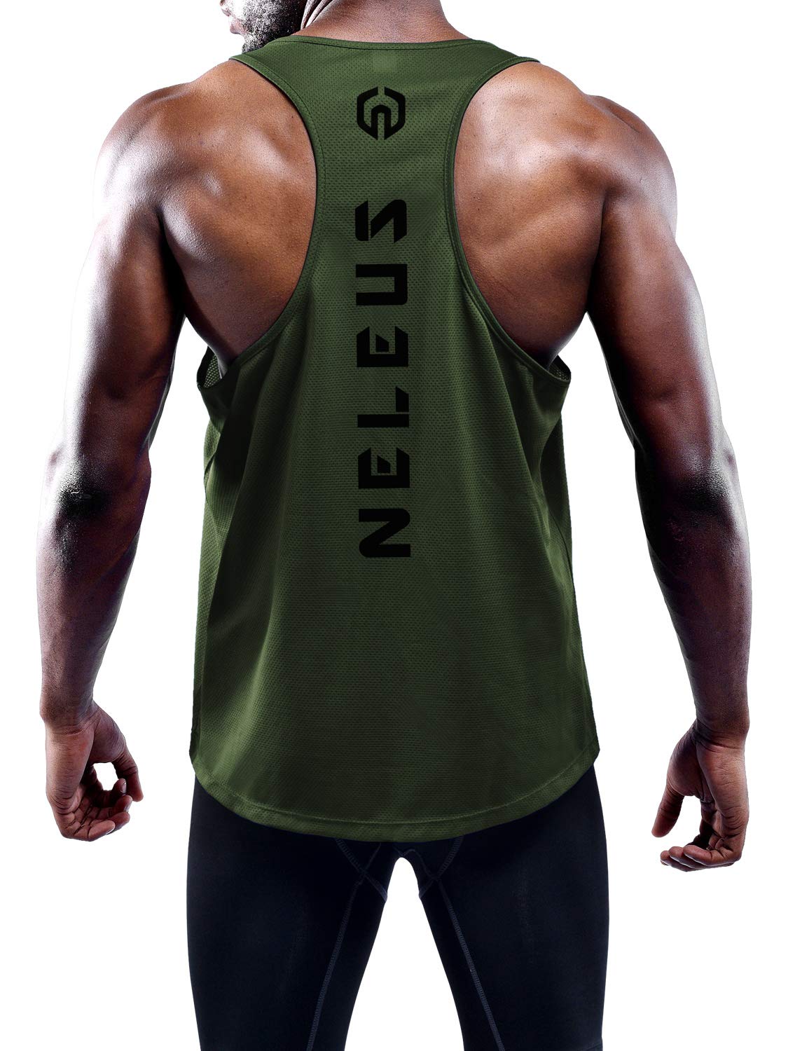 NELEUS Men's 3 Pack Dry Fit Workout GYM Muscle Tank Tops,5031,Black,grey,olive Green,XL,EU 2XL