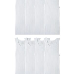 Fruit Of The Loom Mens Sleeveless Tank A-shirt, Tag Free & Moisture Wicking, Ribbed Stretch Fabric Undershirt, 8 Pack - White, X-Large US