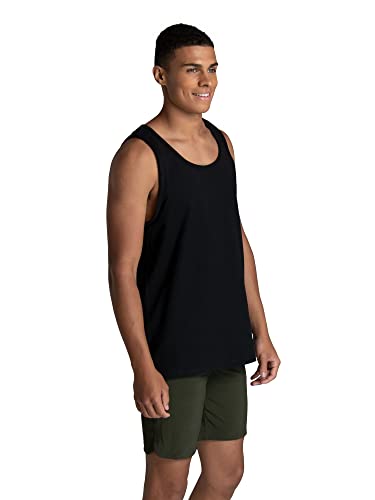 Fruit of the Loom Men's Eversoft Cotton Sleeveless T Shirts, Breathable & Moisture Wicking with Odor Control, Sizes S-4X, Tank-2 Pack-Black Ink, 3X-Large