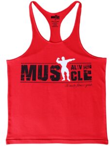 muscle alive mens bodybuilding stringer tank tops cotton racerback size l red