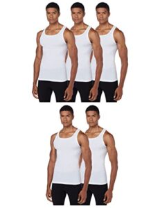 hanes men's 5-pack comfortblend tank with freshiq, white, large