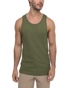 into the am men's essential tank tops - soft fitted everyday premium sleeveless muscle shirt bro tanks for guys (olive green, large)