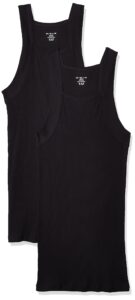 evolve men's cotton comfort square cut tank multi pack, black, large