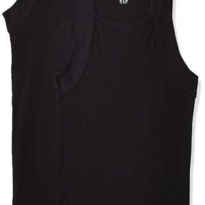 Evolve Men's Cotton Comfort Square Cut Tank Multi Pack, Black, Large