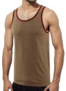 desplato men's classic slim fit breathable active workout gym muscle sleeveless shirts tank tops khaki/rusty xl