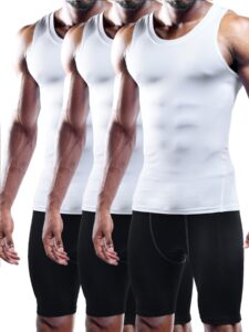 neleus men's 3 pack mesh compression tank top athletic base layer,802,white,m,eur l