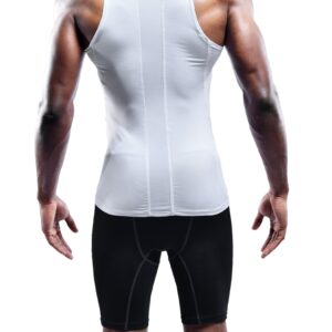 NELEUS Men's 3 Pack Mesh Compression Tank Top Athletic Base Layer,802,White,M,EUR L