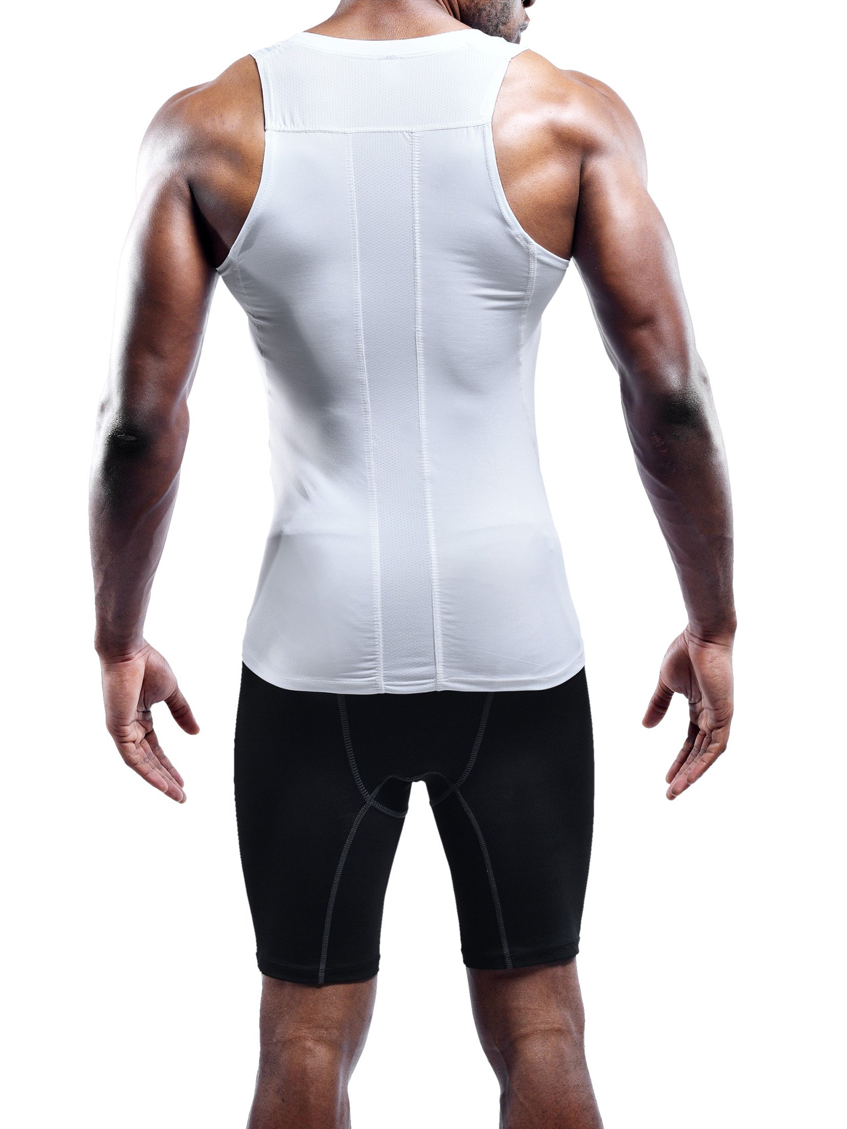 NELEUS Men's 3 Pack Mesh Compression Tank Top Athletic Base Layer,802,White,M,EUR L